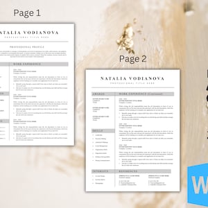 CV Resume Templates Word, Curriculum Vitae, ATS Friendly Minimalist ...