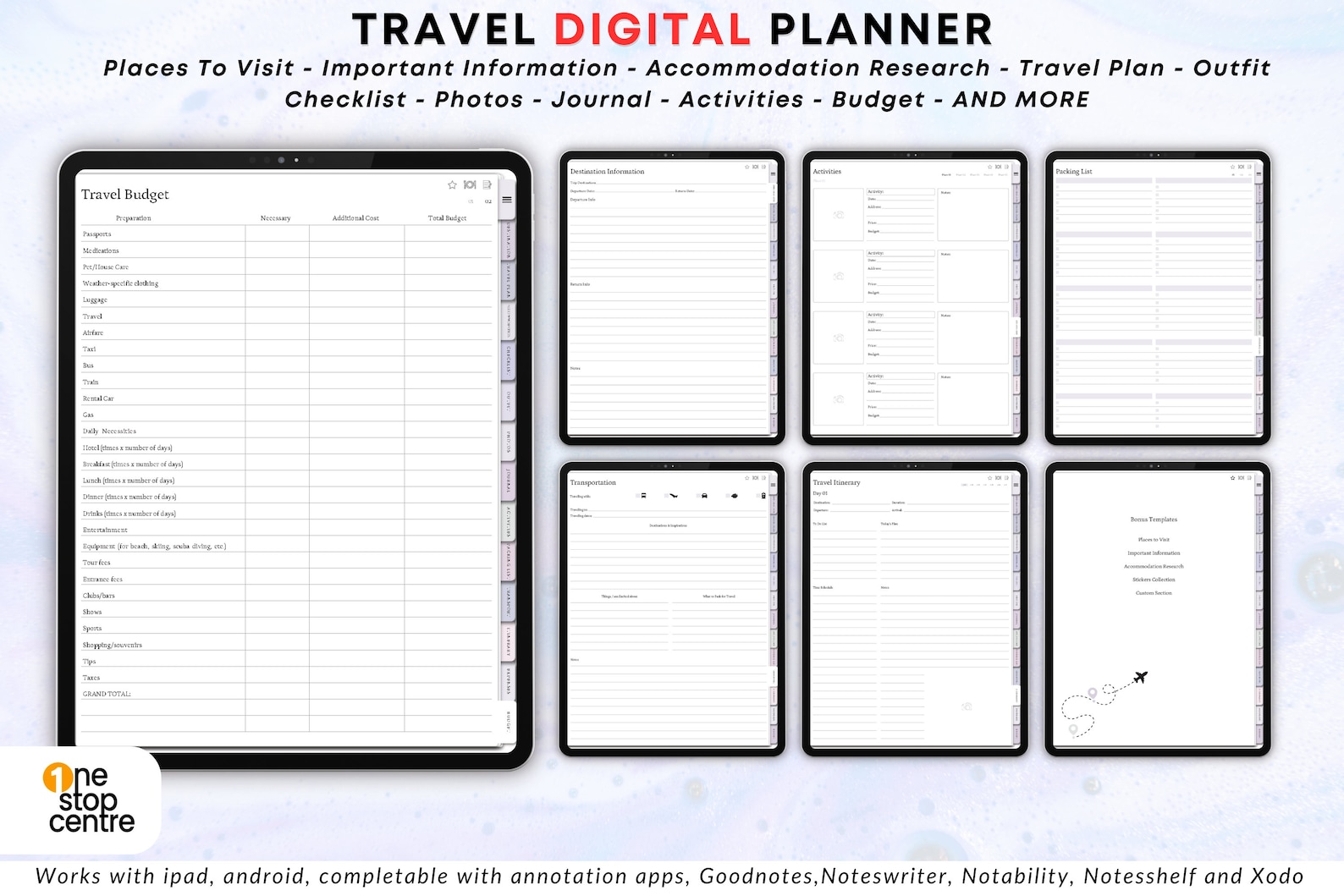Goodnotes Digital Travel Planner: Itinerary Journal Templates (PDF) - Etsy