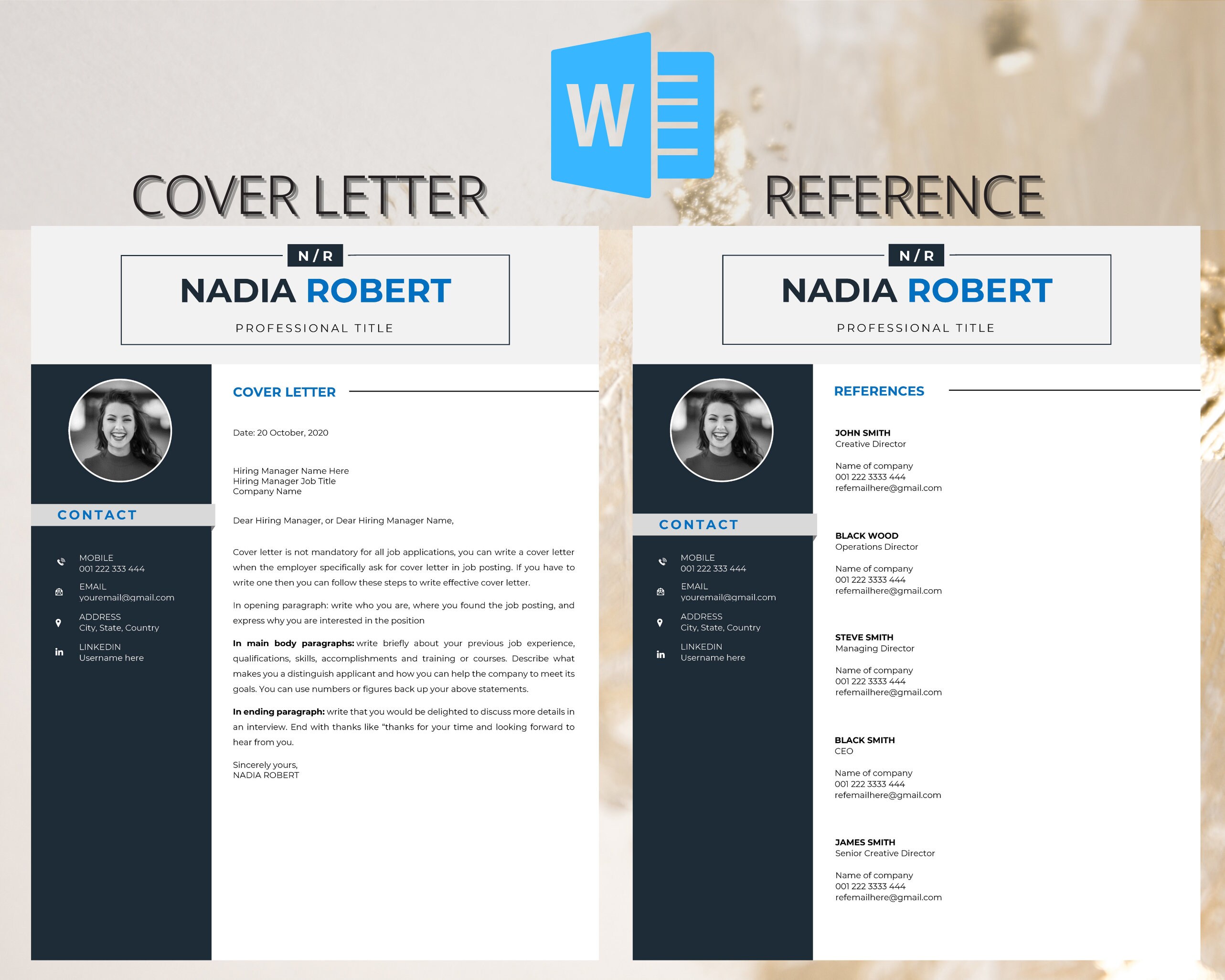 Editable Professional Resume Template for Word, Modern CV Template With ...