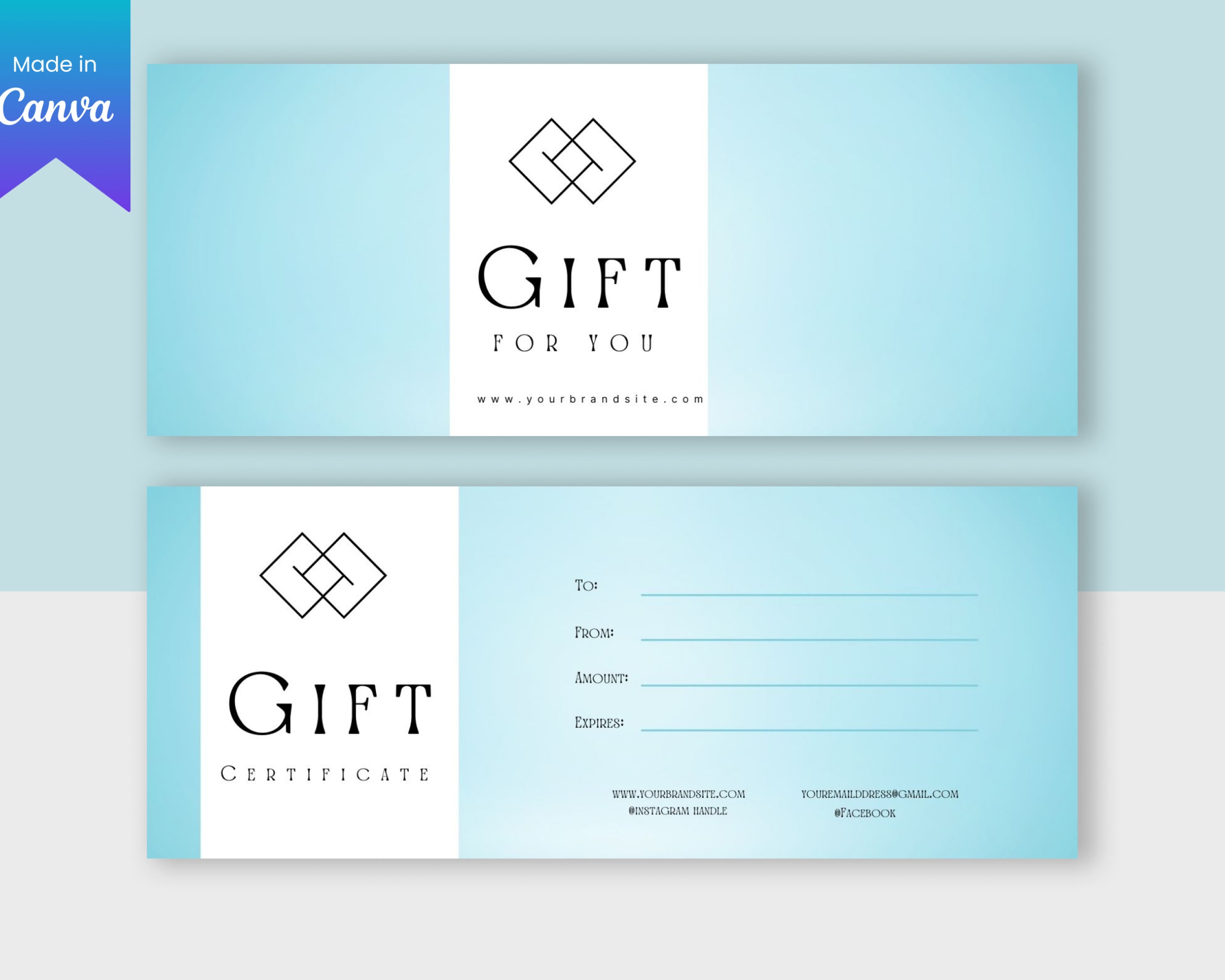 Editable Gift Template Certificate, Add Your Logo Gift Card, Canva ...