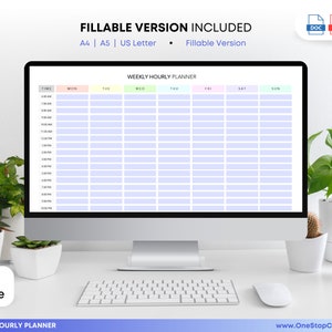 Editable Weekly Hourly Planner Template, PDF Fillable Weekly Schedule ...