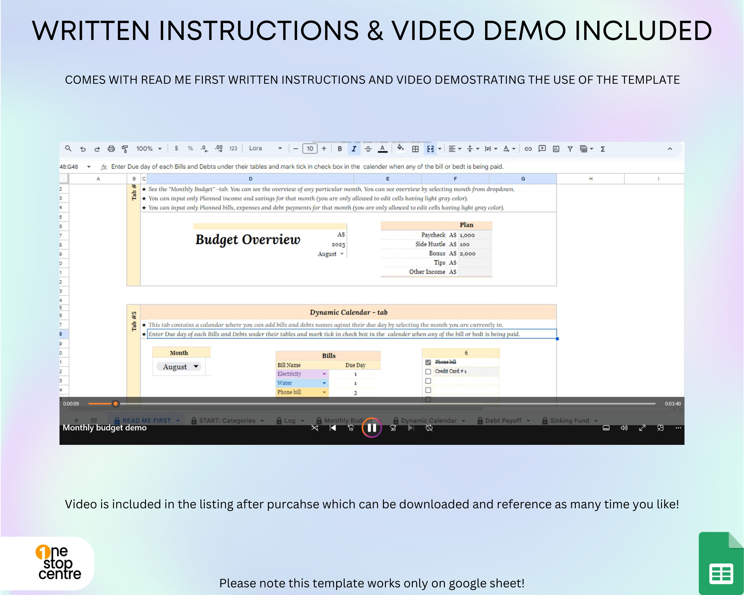 Monthly Budget Template: Google Sheets, Personal Finance (digital ...