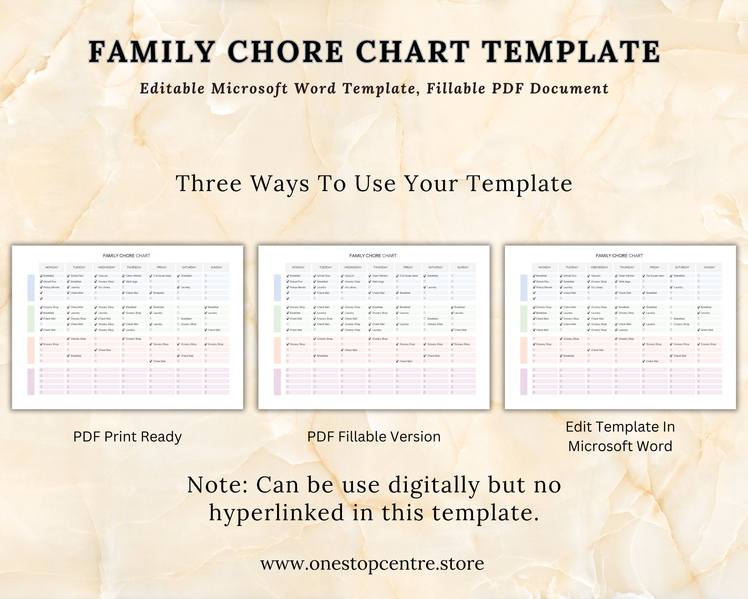 Editable Family Chore Chart Template: Weekly Planner (PDF, Word) - Etsy ...