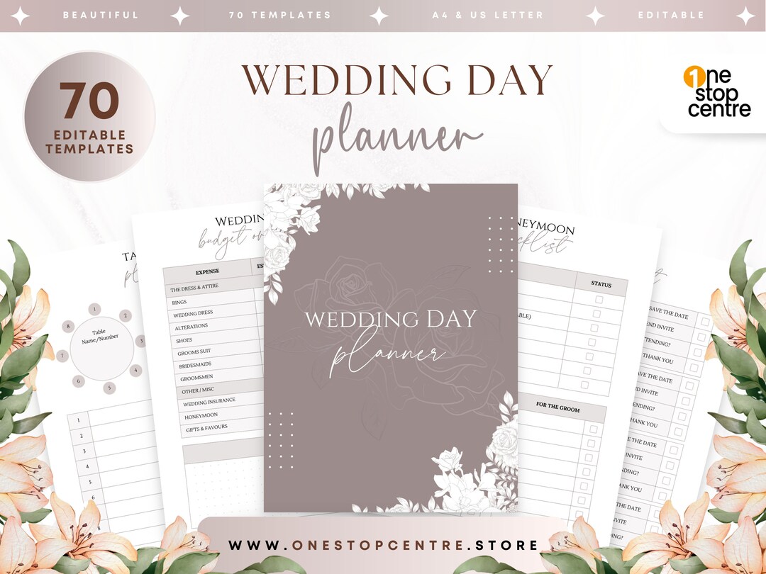 Editable Wedding Day Planner Printable Template, Wedding Organizer ...