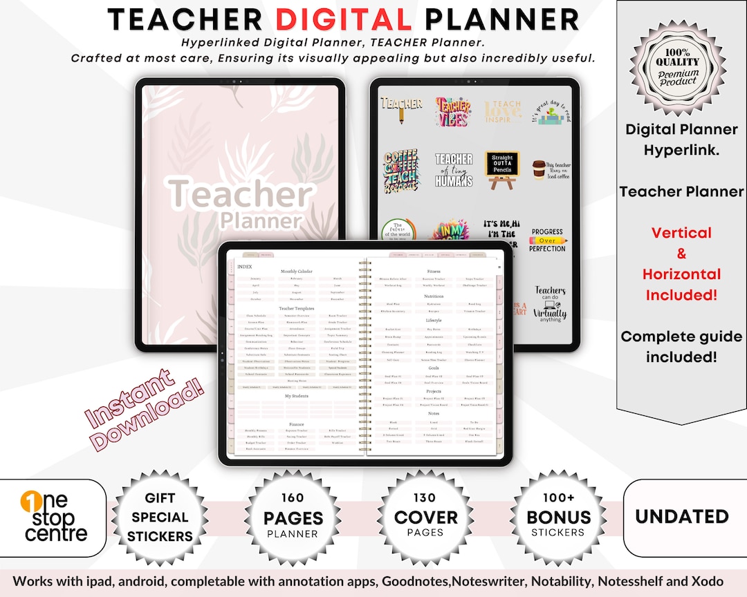 Teachers Digital Hyperlinked Planner for Goodnotes iPad Planner ...