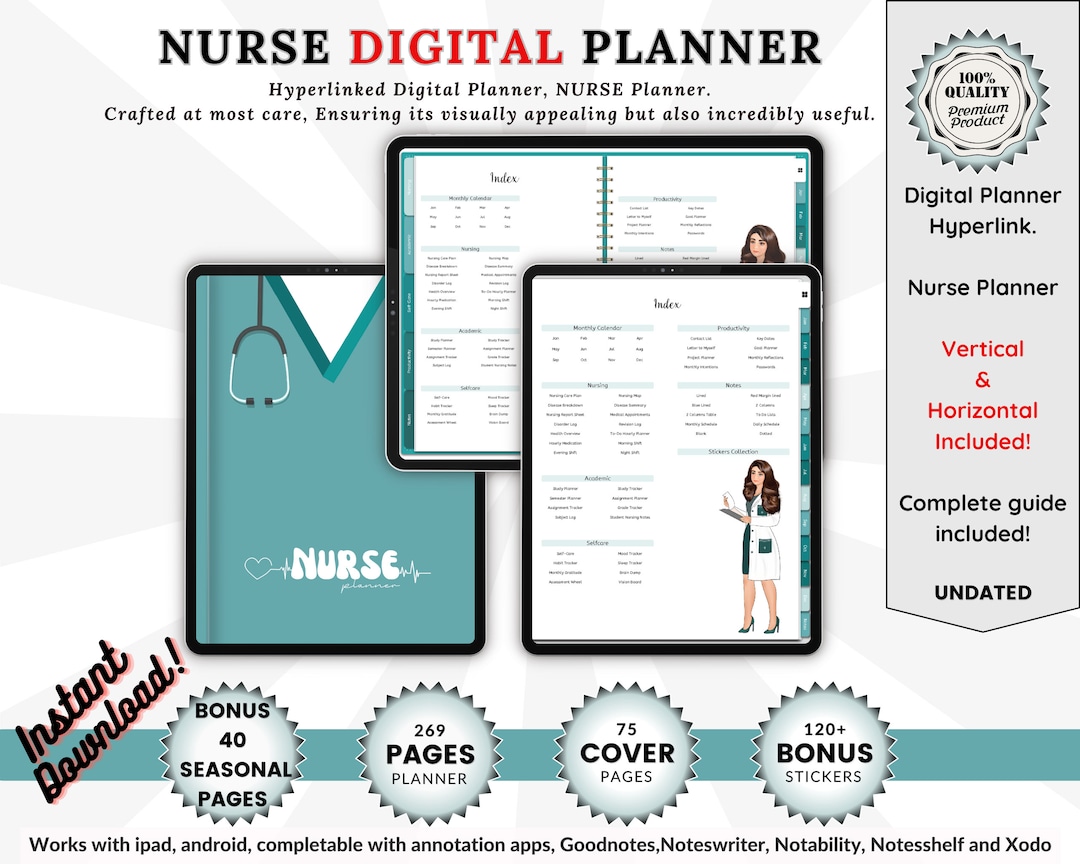 Digital Planner for Nurse, Nursing Academic Students, Nurse Profession ...