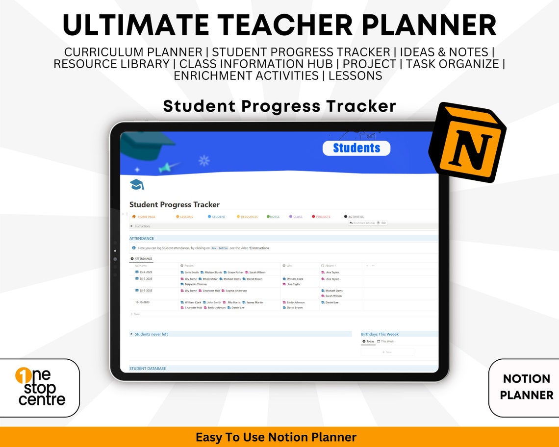 Teacher Notion Digital Planner Template, Ultimate Teachers Academic ...