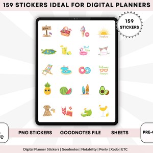 Summer Digital Stickers Planner Goodnotes, Seasonal Summer Digital ...