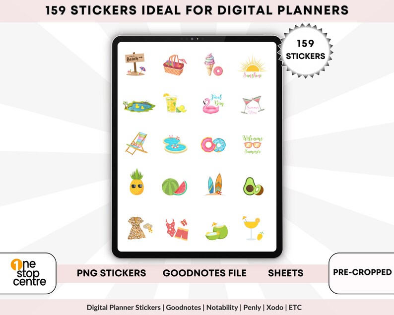 Summer Digital Stickers Planner Goodnotes, Seasonal Summer Digital ...
