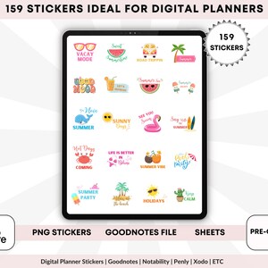 Summer Digital Stickers Planner Goodnotes, Seasonal Summer Digital ...