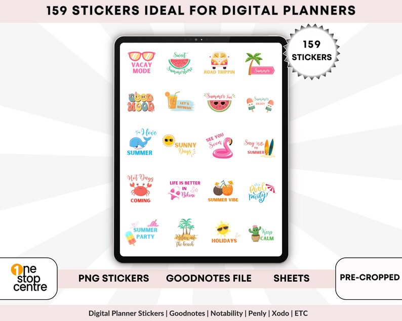 Summer Digital Stickers Planner Goodnotes, Seasonal Summer Digital ...
