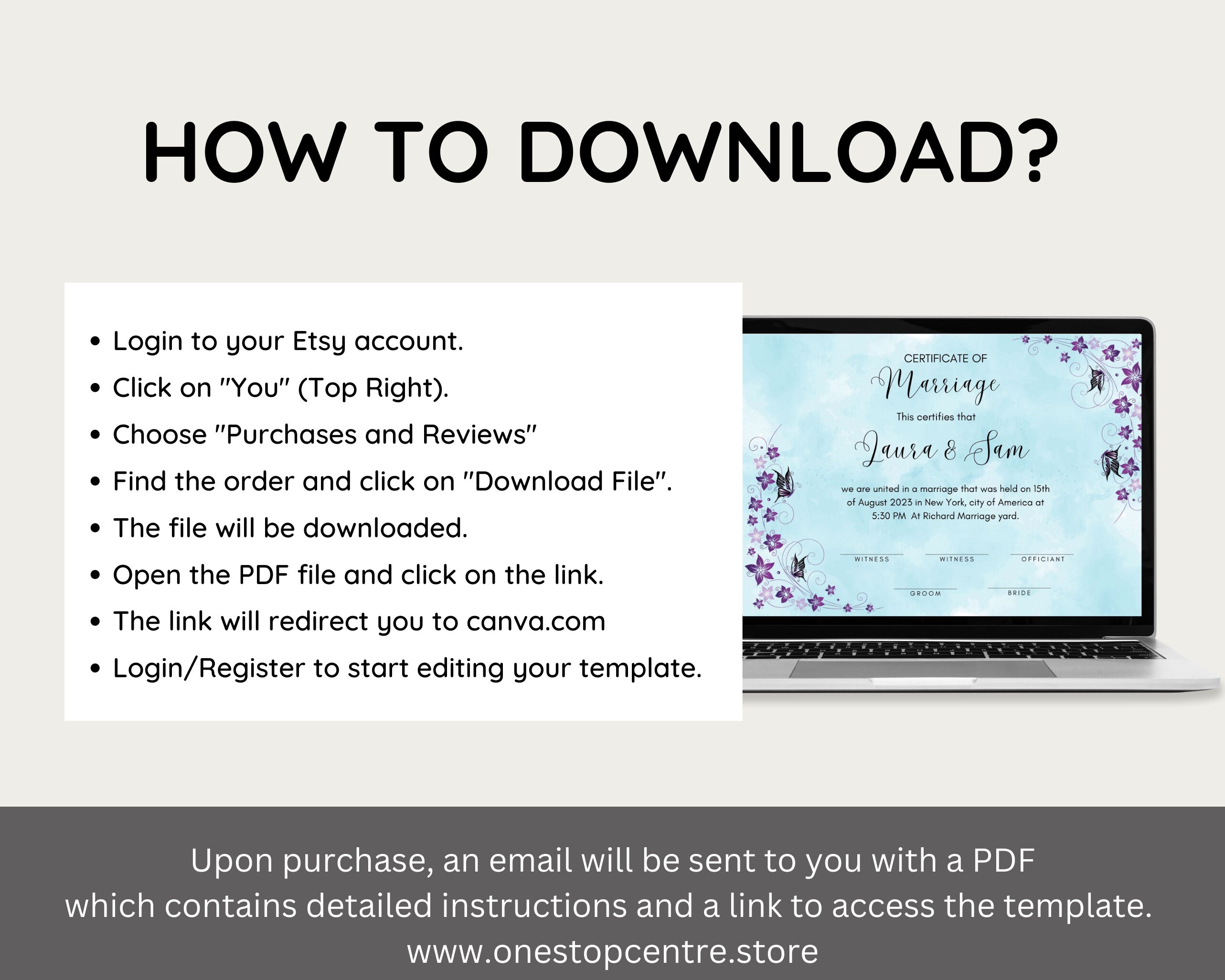 Editable Marriage Certificate Template, Personalize Wedding Memories ...