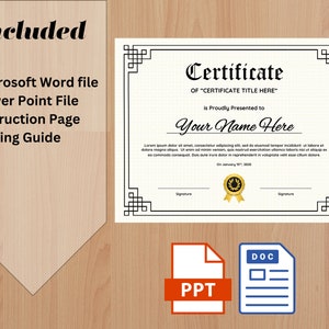 Elegant Certificate Template: Editable Award, Achievement (MS Word ...