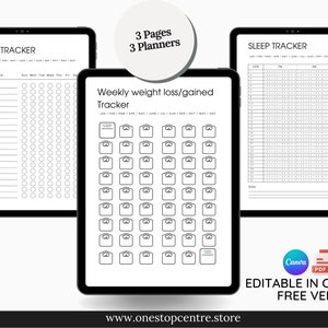 Printable Fitness Tracker Template, Editable Planners Bundle, Weight ...