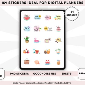 Summer Digital Stickers Planner Goodnotes, Seasonal Summer Digital ...