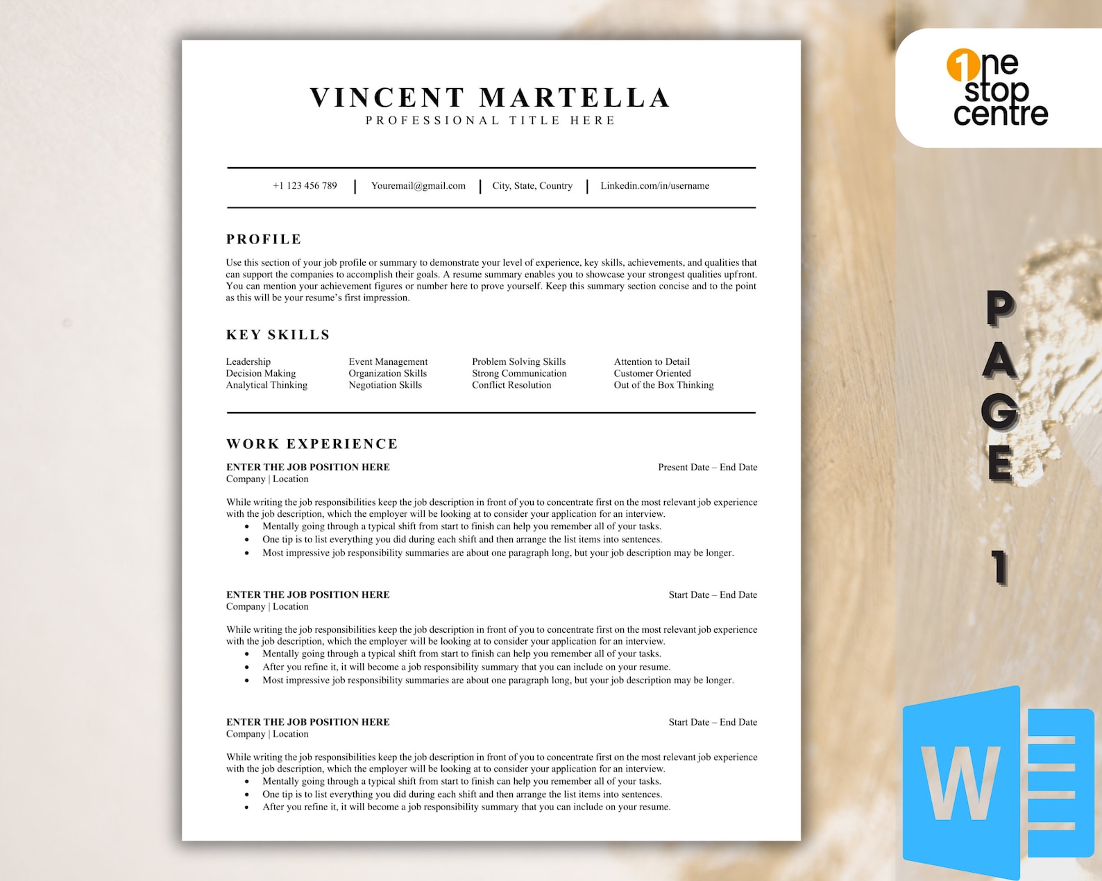 Minimalist Resume Template Word, CV Template Clean, Professional Resume ...