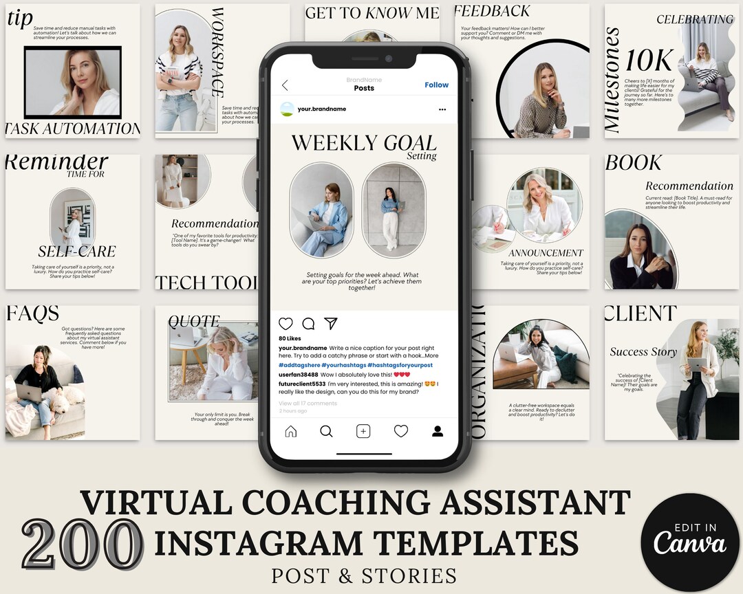 Virtual Assistant Instagram Templates: 200 Posts & Stories (canva) - Etsy