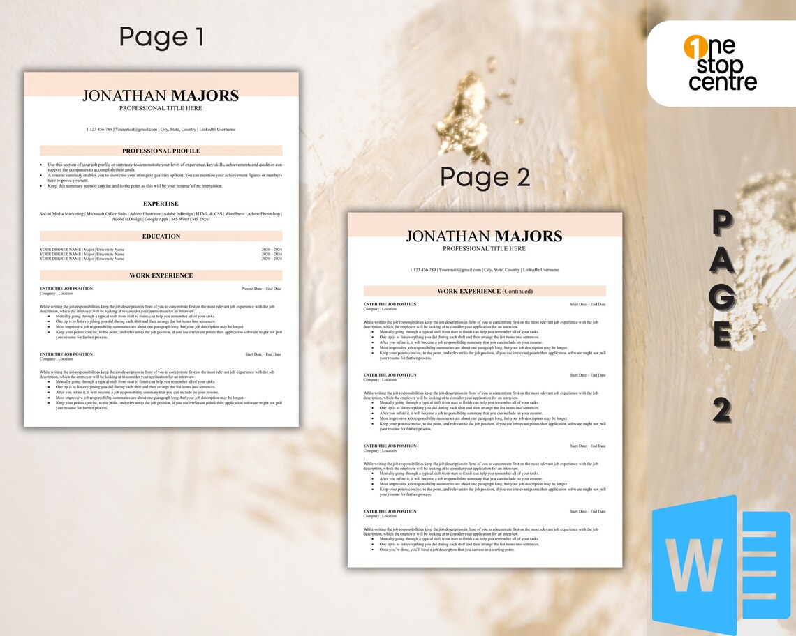 Modern ATS Resume Cv Template for Word, CV Template Clean, Professional ...