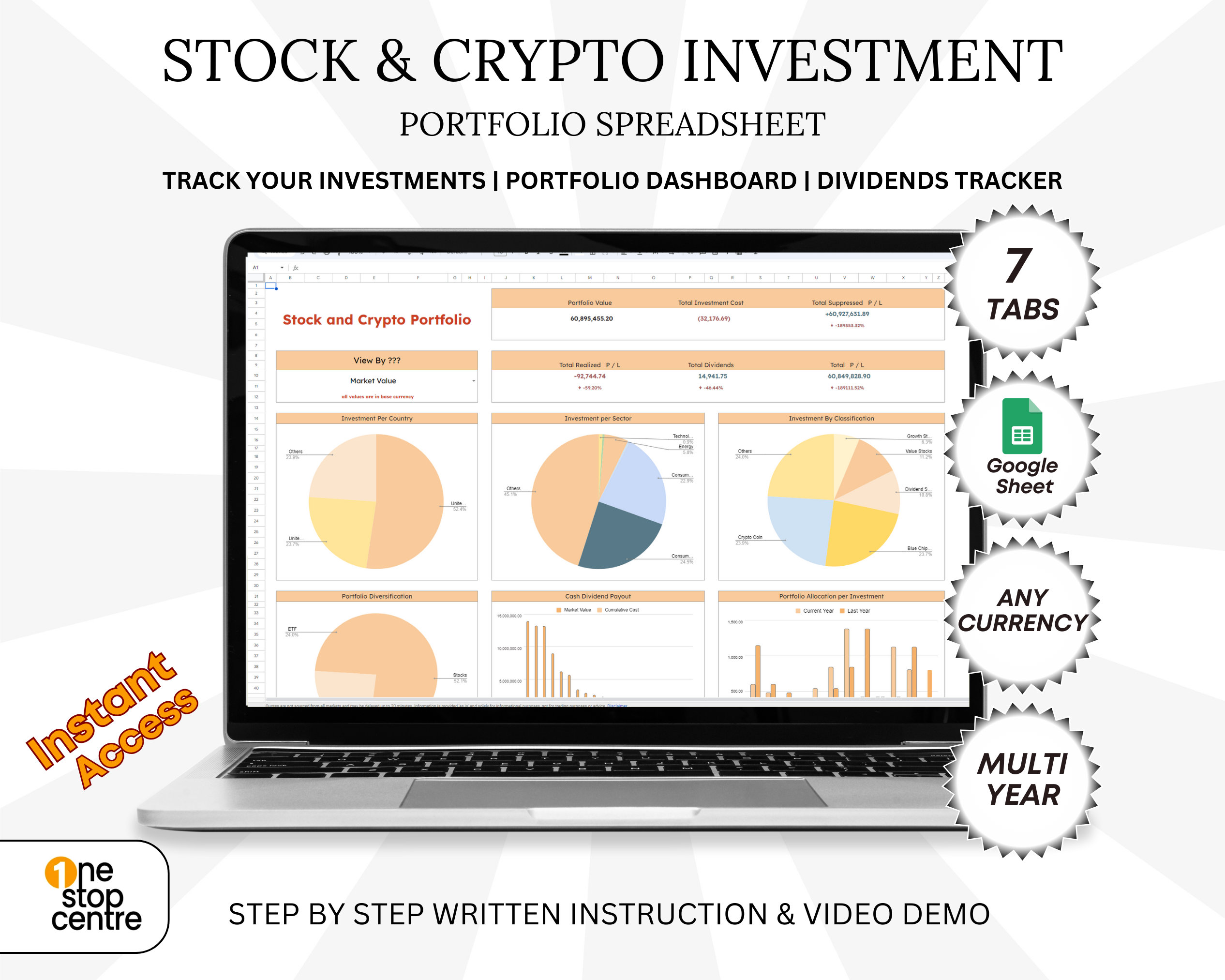 Stock & Crypto Portfolio Tracker: Google Sheets Template - Etsy
