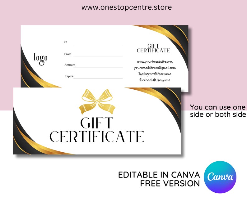 Printable Gift Certificate Template: Add Logo, Promotional Card (canva ...