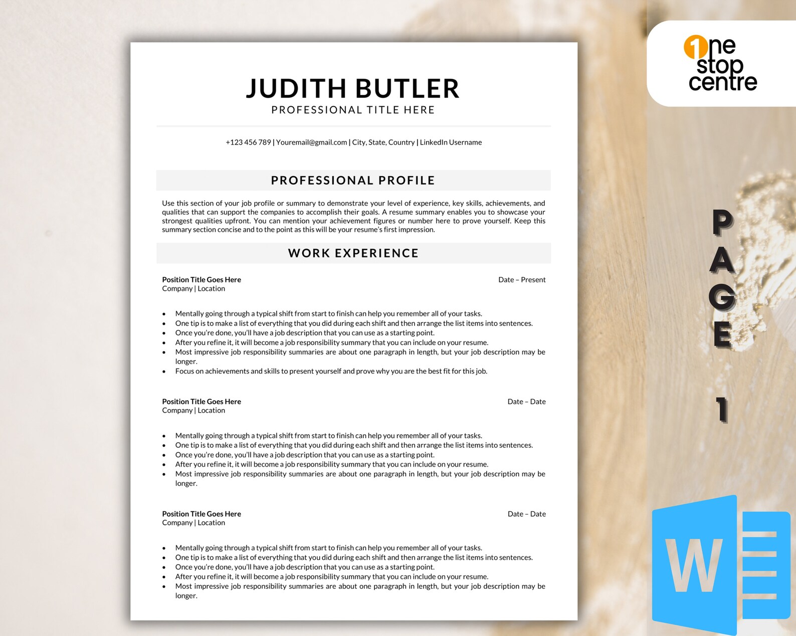 Minimalist Resume Template Word CV Templates Clean, Professional Resume ...