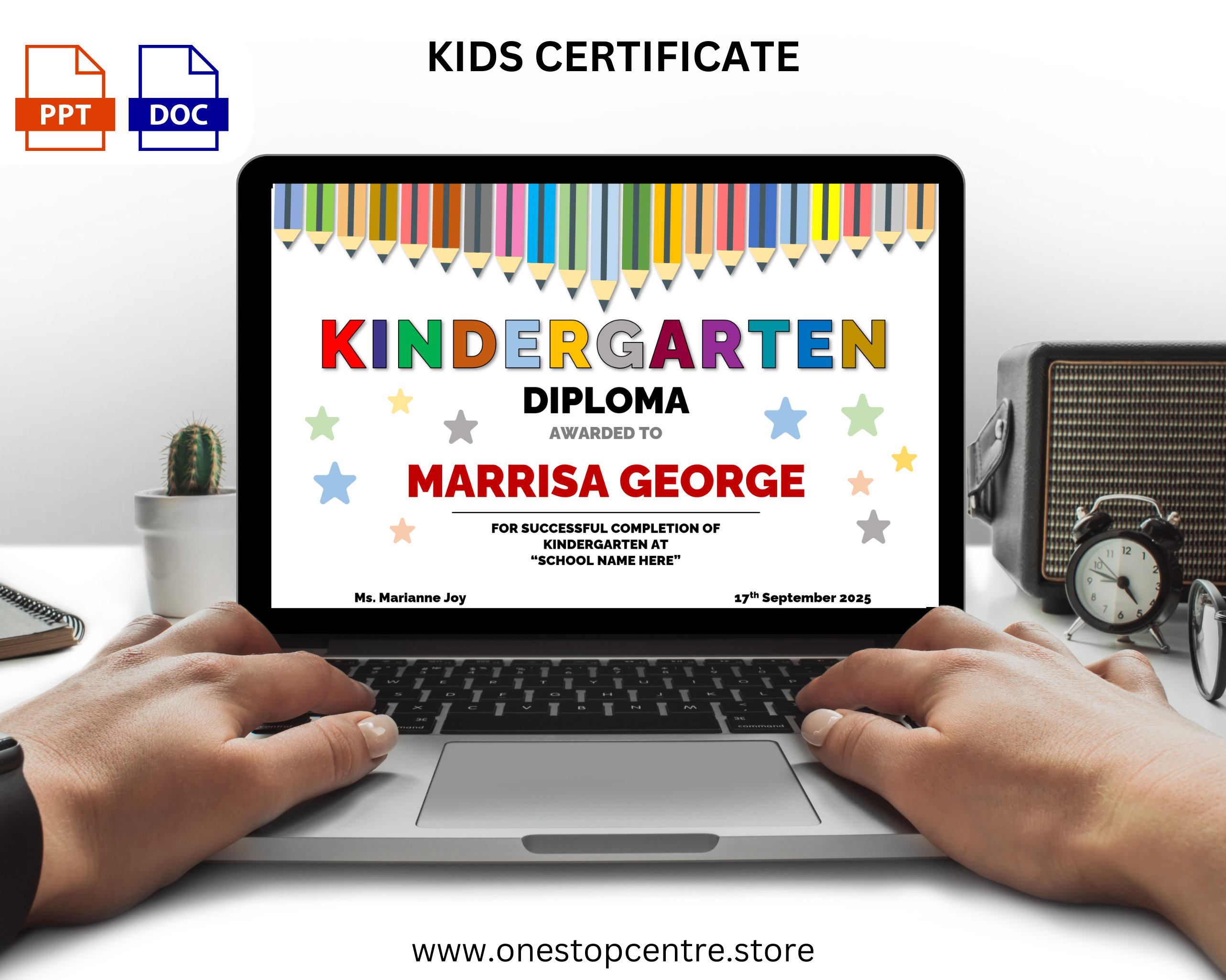 Editable Kindergarten Diploma Template: Printable Graduation Award (US ...