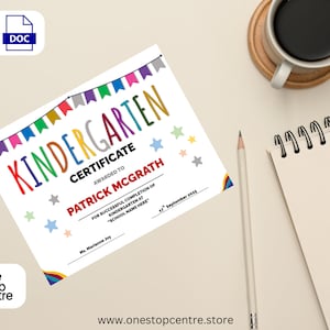 Editable Kindergarten Certificate Templates, Kindergarten Graduation ...