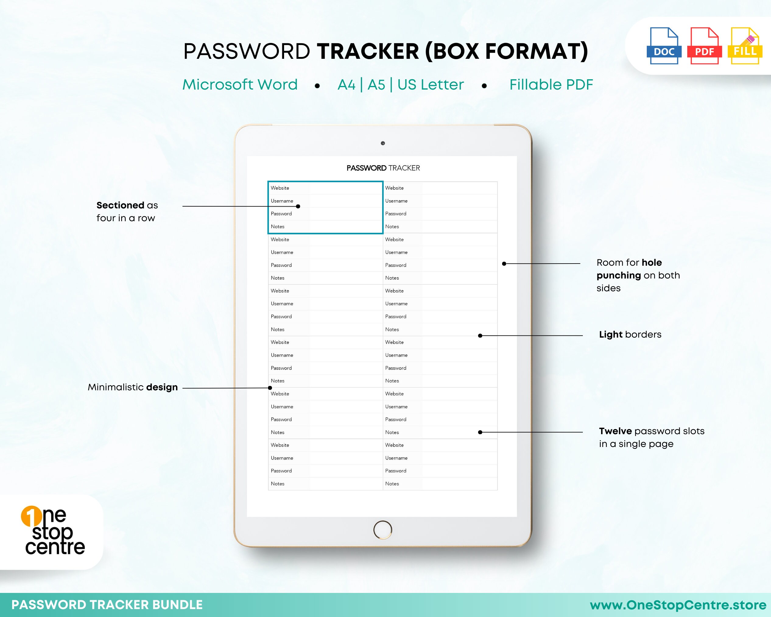 Editable Printable Password Tracker Bundle Template Three Versions, PDF ...