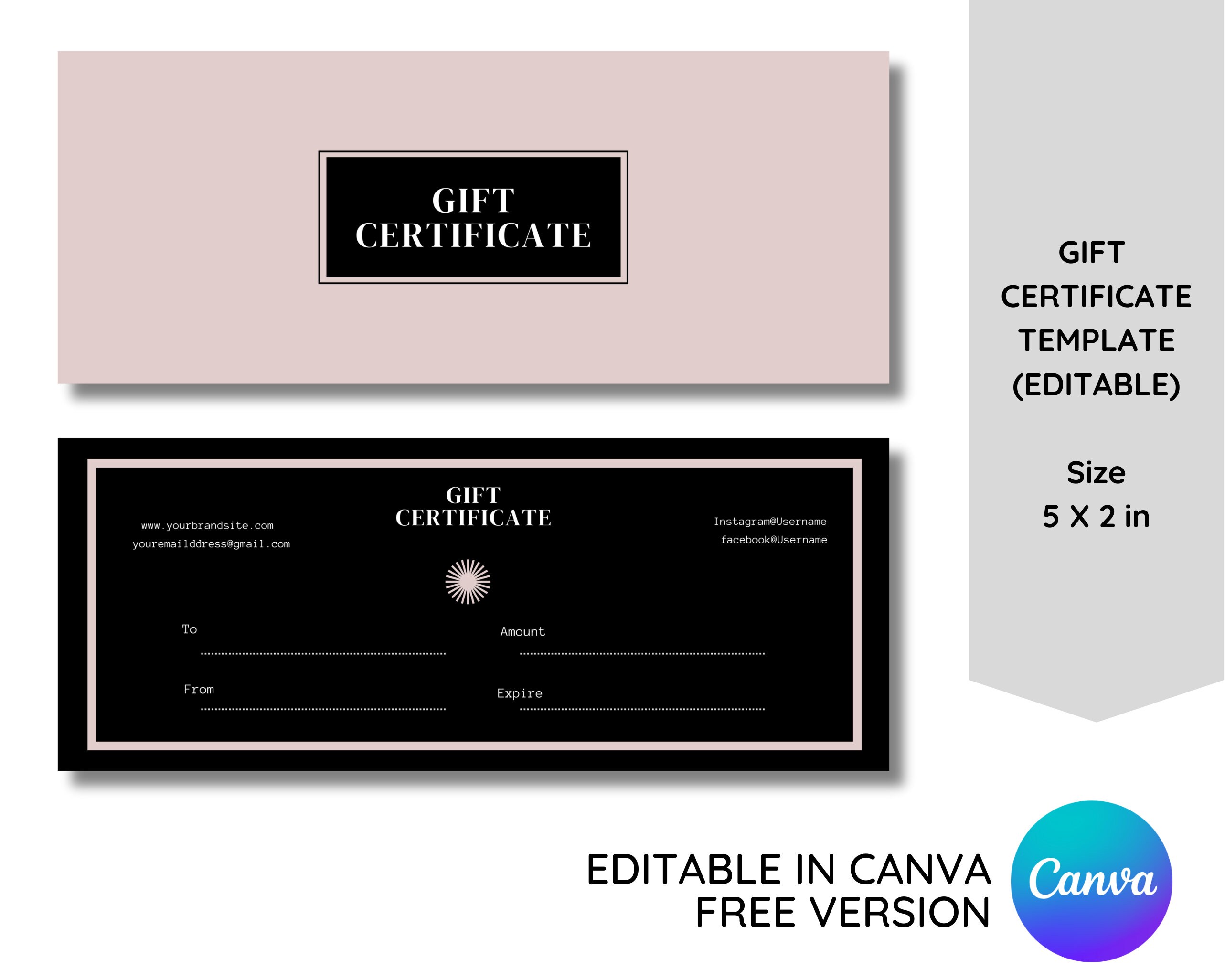 Editable Gift Certificate Template, Add Logo Gift Voucher Template ...