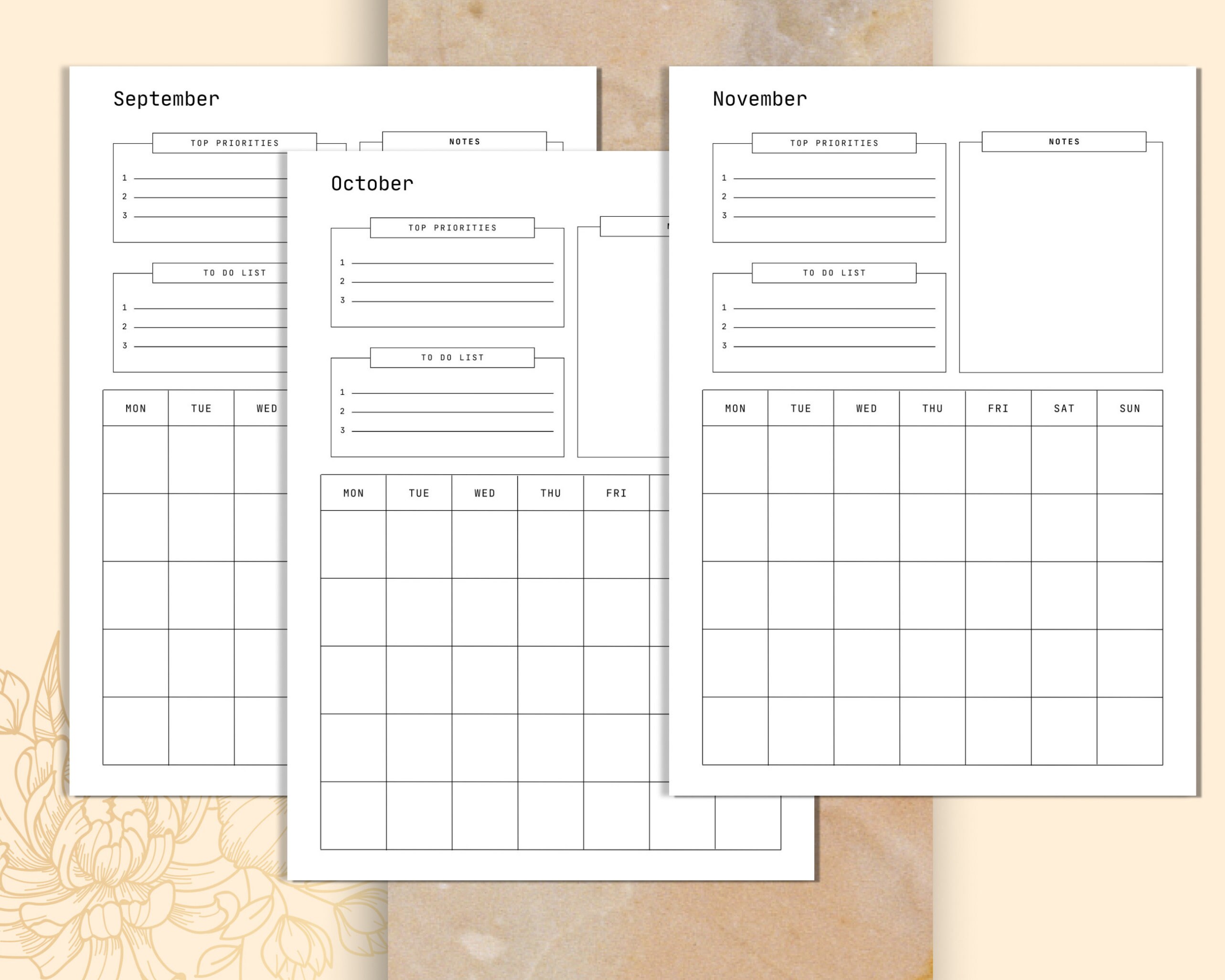 Editable Printable Planner, Monthly Undated Planner, Student Planner ...