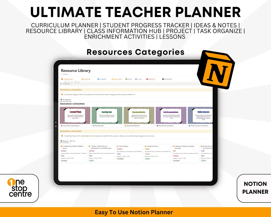 Teacher Notion Digital Planner Template Ultimate Teachers - Etsy Australia