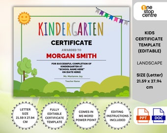 Kindergarten Graduation Certificate | Editable Canva Template | 6 ...