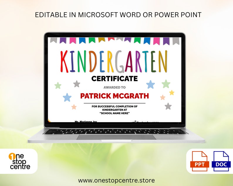 Editable Kindergarten Certificate Templates, Kindergarten Graduation ...