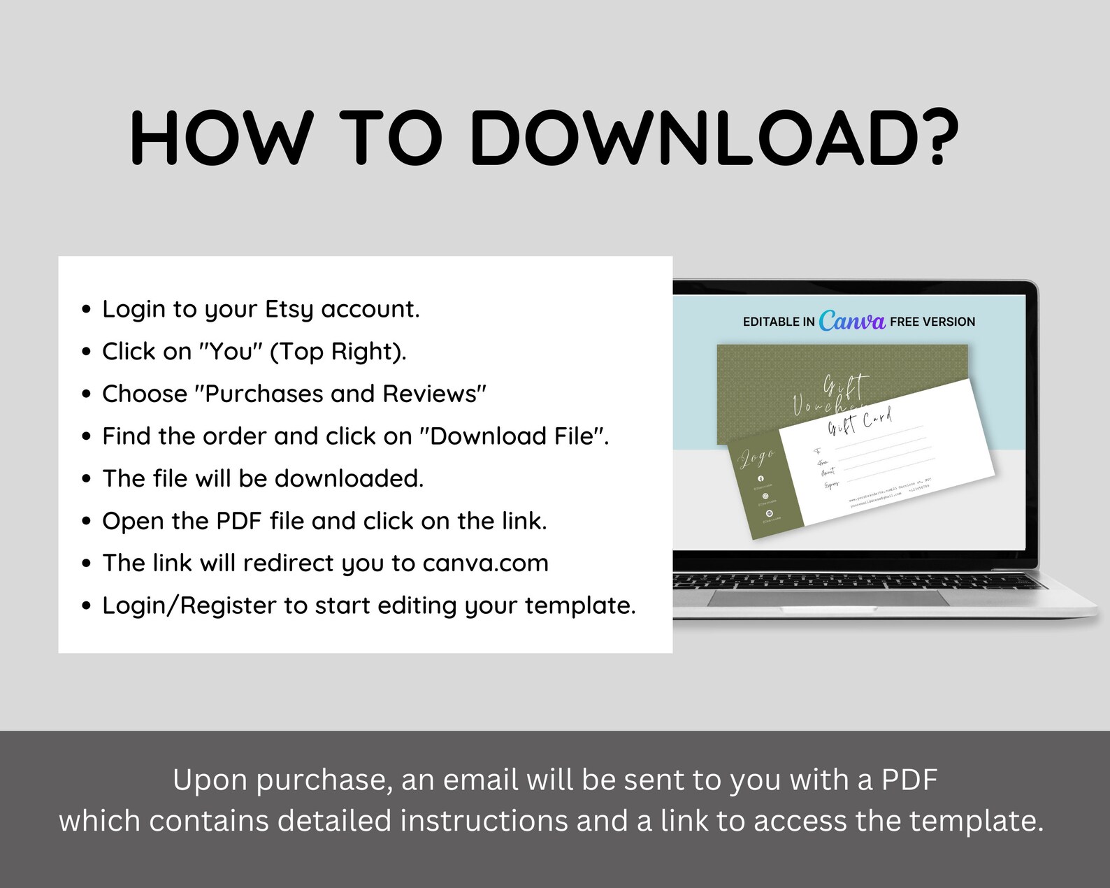 Editable Gift Voucher Template, Add Logo Gift Certificate, DIY Gift ...