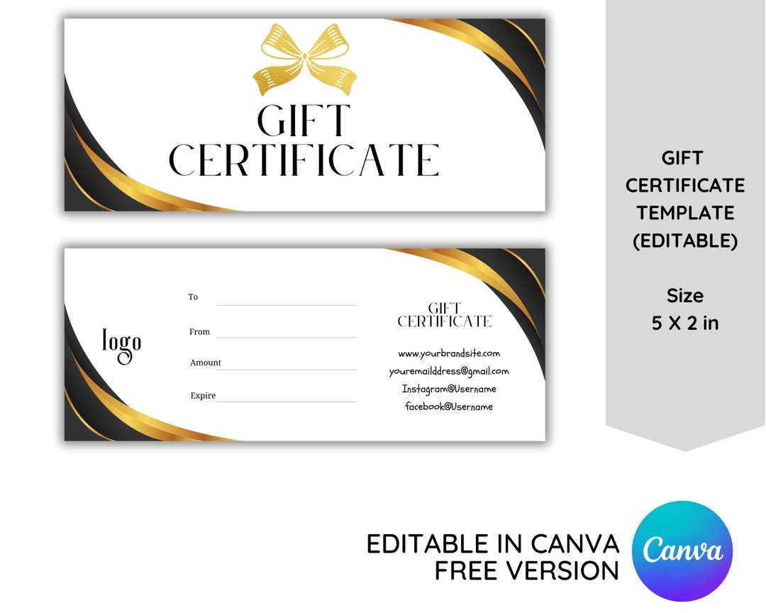Printable Gift Certificate Template: Add Logo, Promotional Card (canva ...