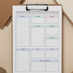 Editable Work Planner Template, Work Day Organizer, Printable Daily ...
