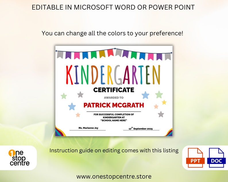 Editable Kindergarten Certificate Templates, Kindergarten Graduation ...