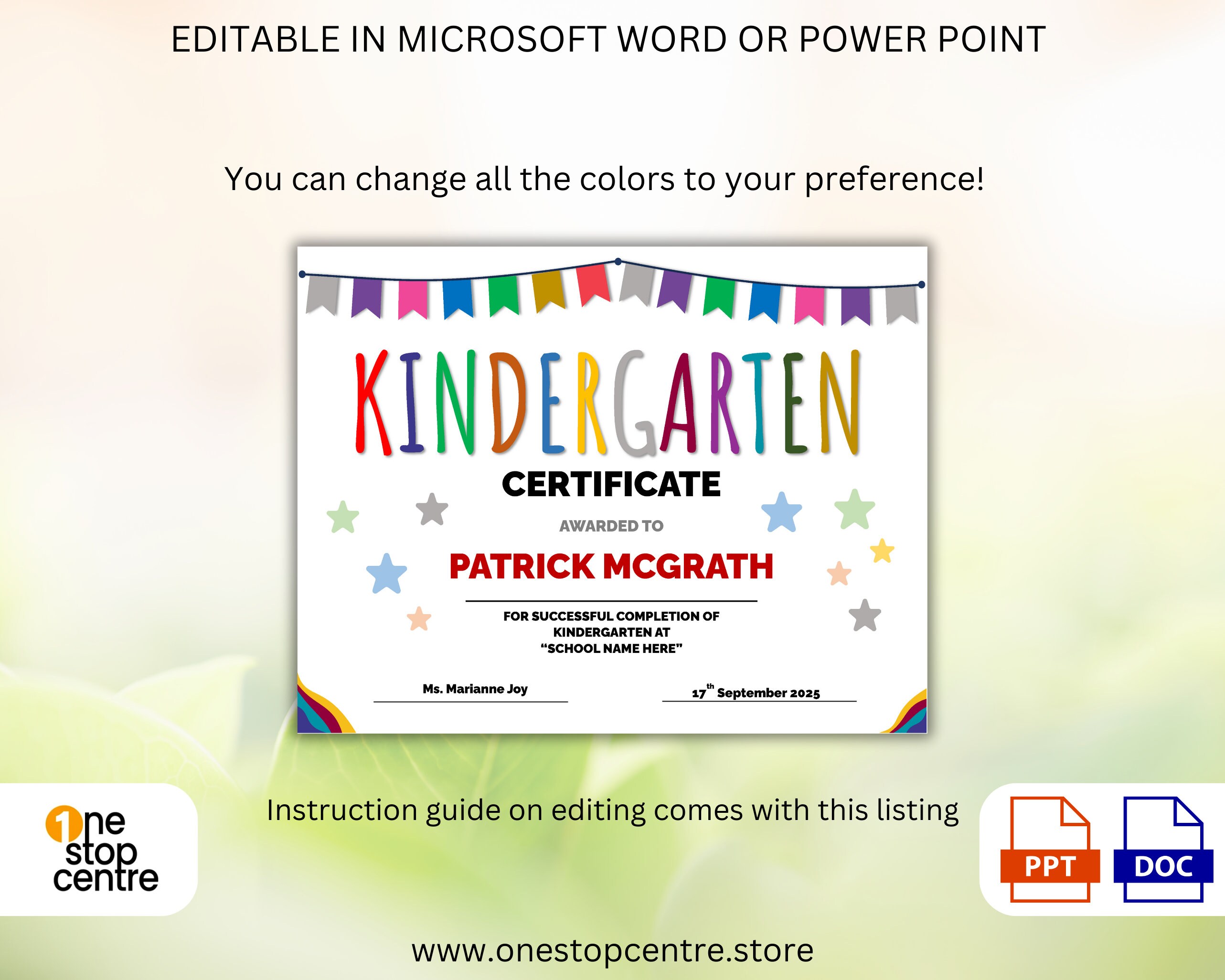 Editable Kindergarten Certificate Templates, Kindergarten Graduation ...