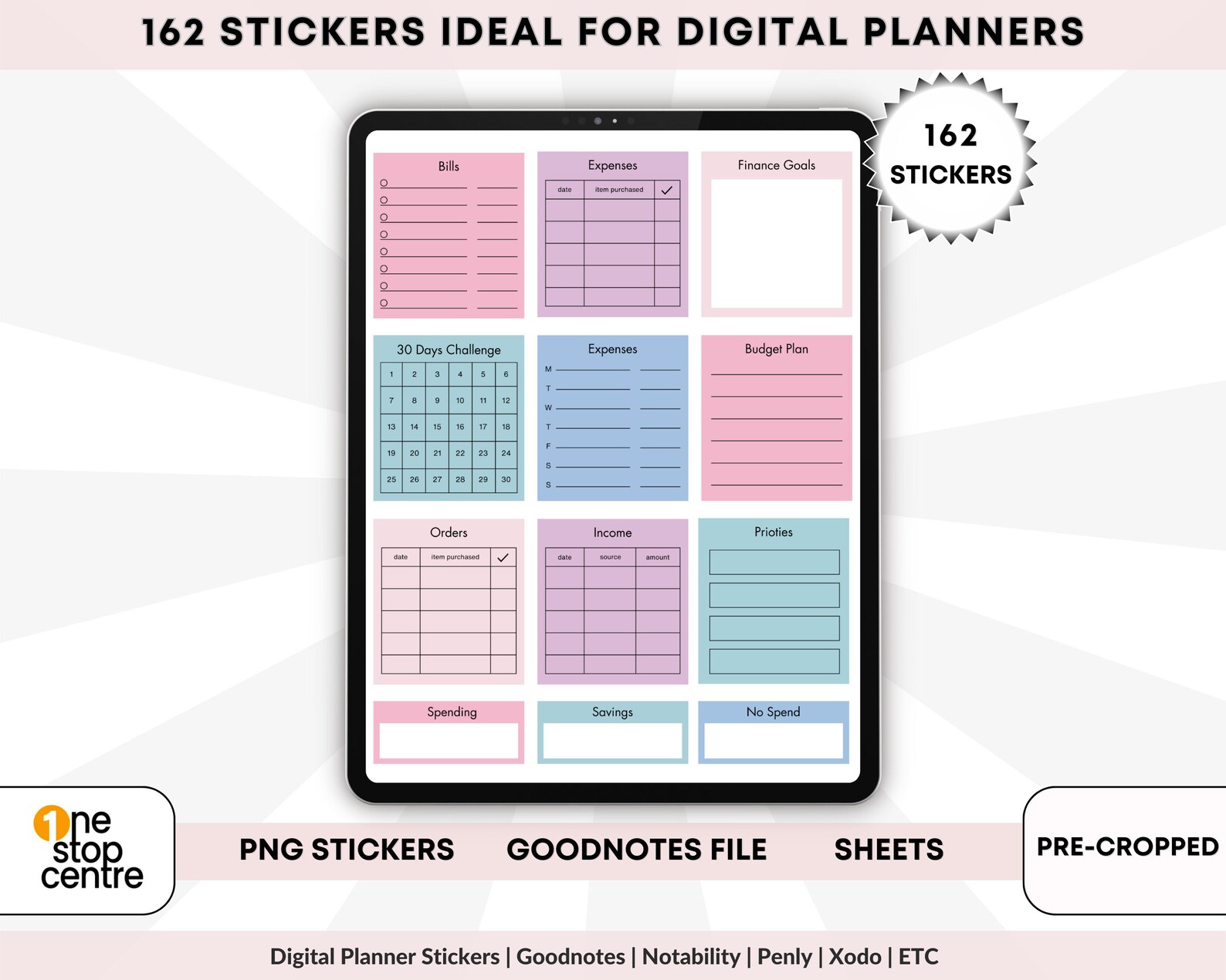 Trackers Digital Planner Stickers, Productivity Goodnotes Stickers ...