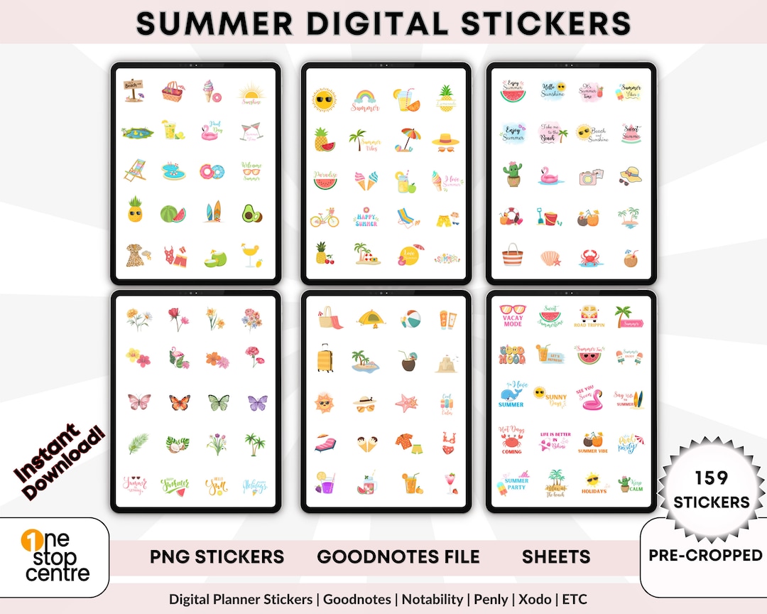 Summer Digital Stickers Planner Goodnotes, Seasonal Summer Digital ...