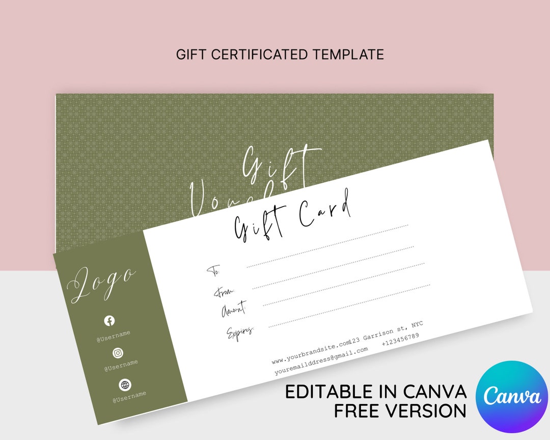 Editable Gift Voucher Template, Add Logo Gift Certificate, DIY Gift ...