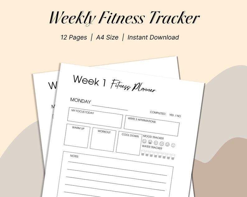 Editable Fitness Tracker Template, Minimalist Weekly Workout Planner ...