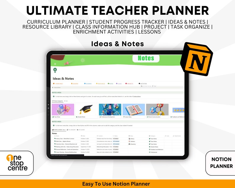Teacher Notion Digital Planner Template, Ultimate Teachers Academic ...