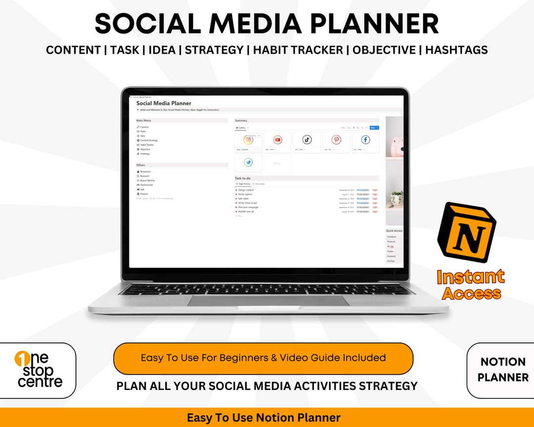 Digital Notion Template Planner for Social Media Content Planning for ...