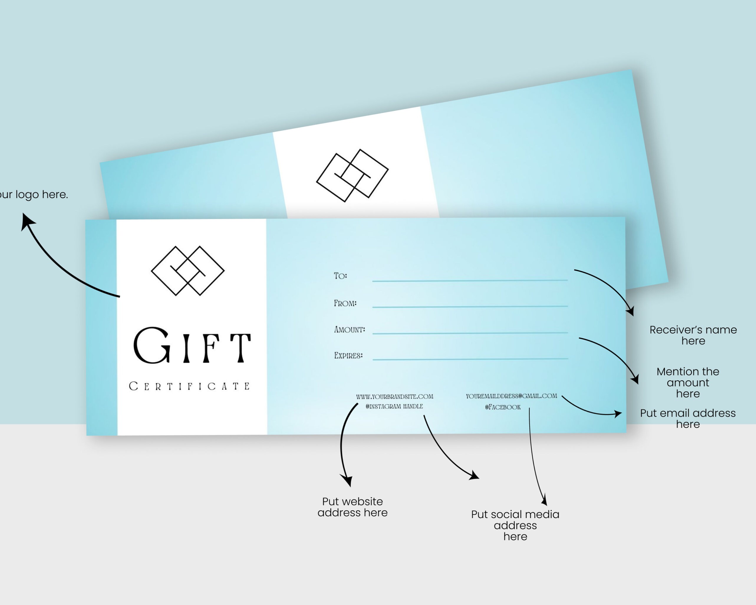 Editable Gift Template Certificate, Add Your Logo Gift Card, Canva ...