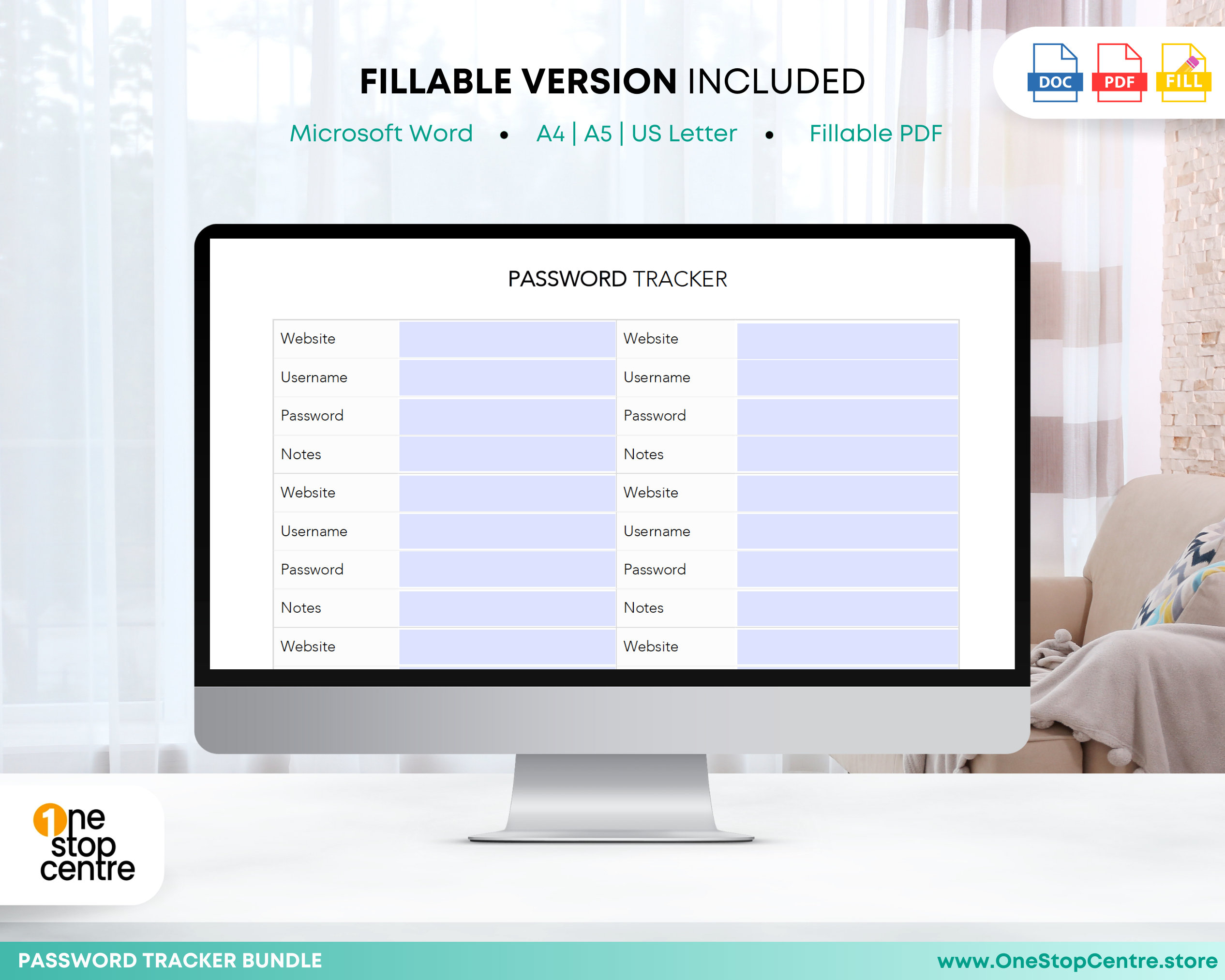 Editable Printable Password Tracker Bundle Template Three Versions, PDF ...