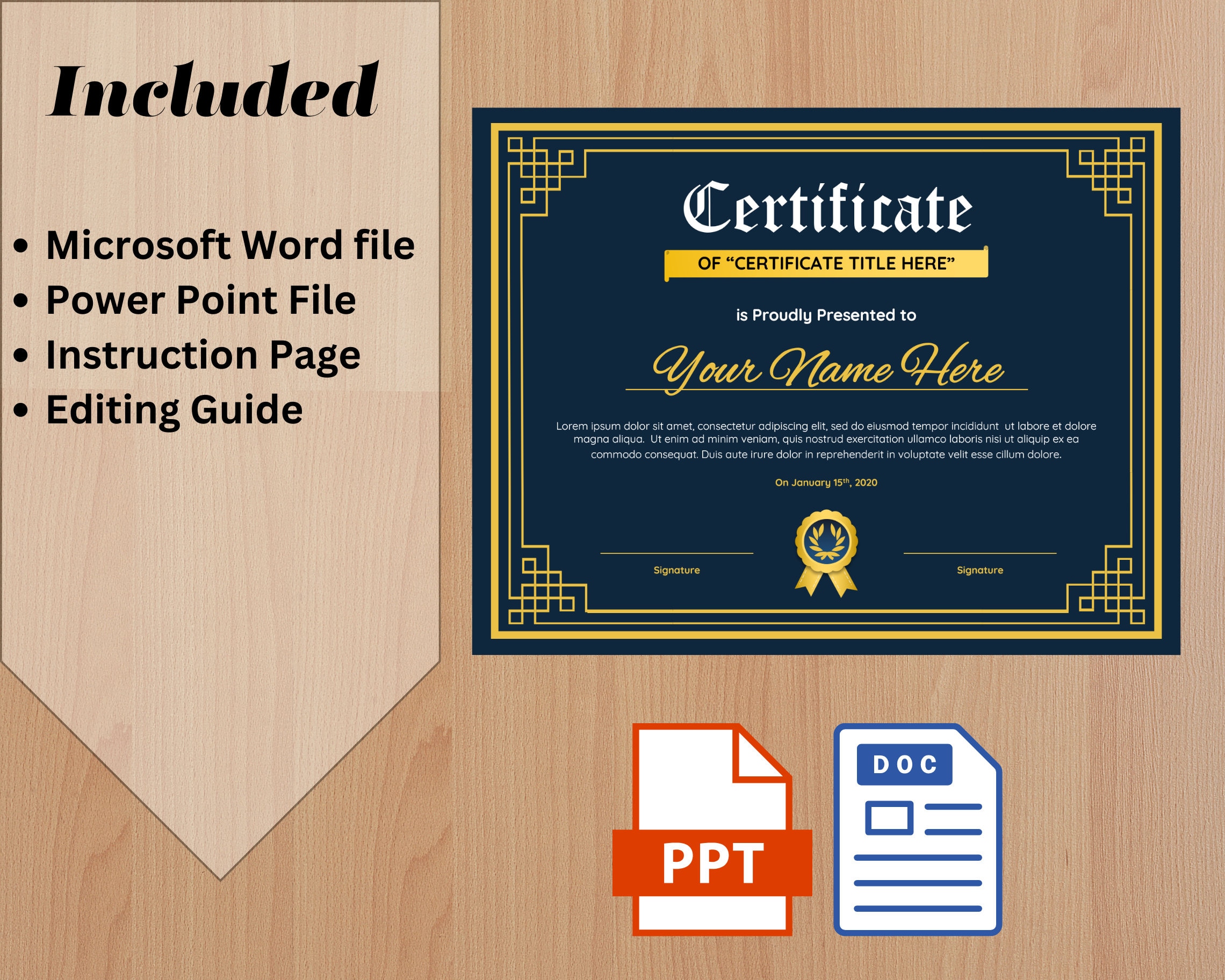 Certificate Template Editable Certificate Template - Etsy