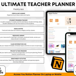 Teacher Notion Digital Planner Template, Ultimate Teachers Academic ...
