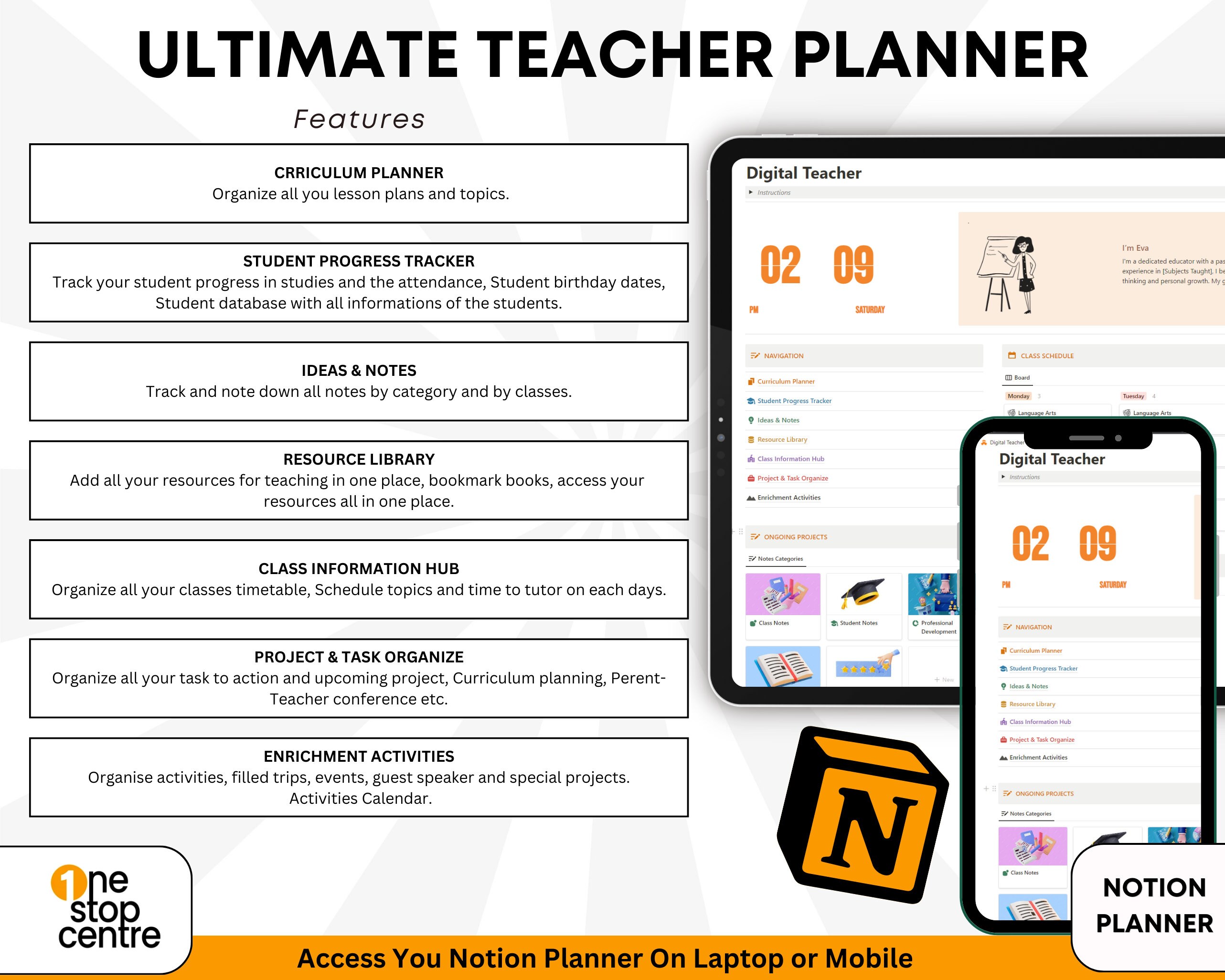 Teacher Notion Digital Planner Template, Ultimate Teachers Academic ...