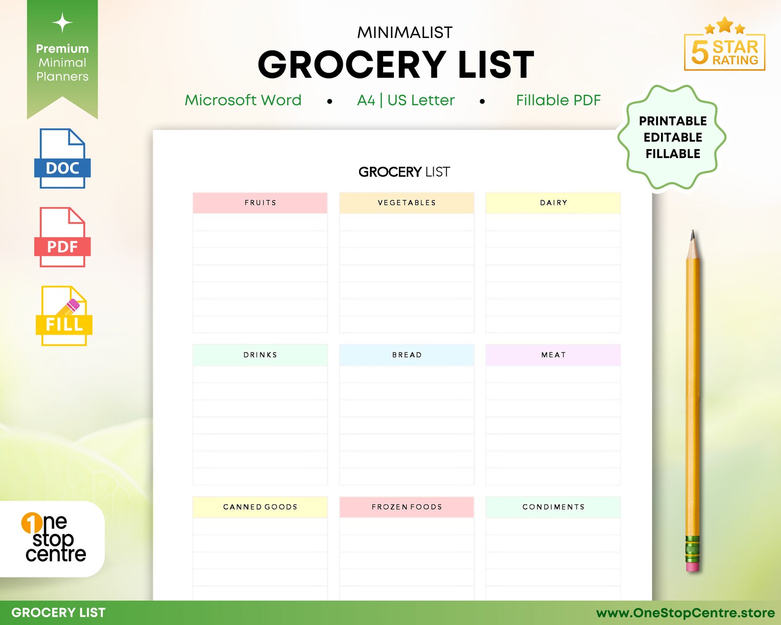 Editable Grocery List Word Templates, Shopping List Organizer ...